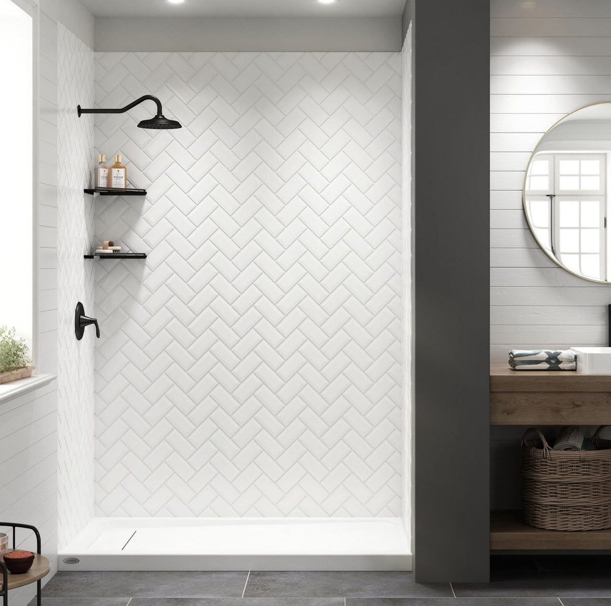 Herring Bone tile pattern acrylic walls - INSTALLED PRICE — BathMaster
